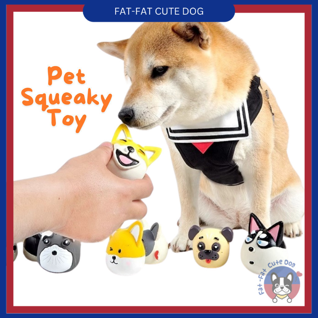 [Fat Fat Cute Dog] Pet Dog Head Squeaky Chewing Toy Sounding Dog Toys ...