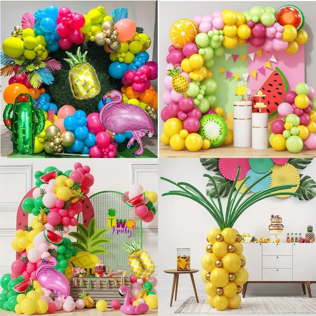 Hawaiian Tropical Balloon Wreath Set Summer Pool Party Peach Pink Gold ...