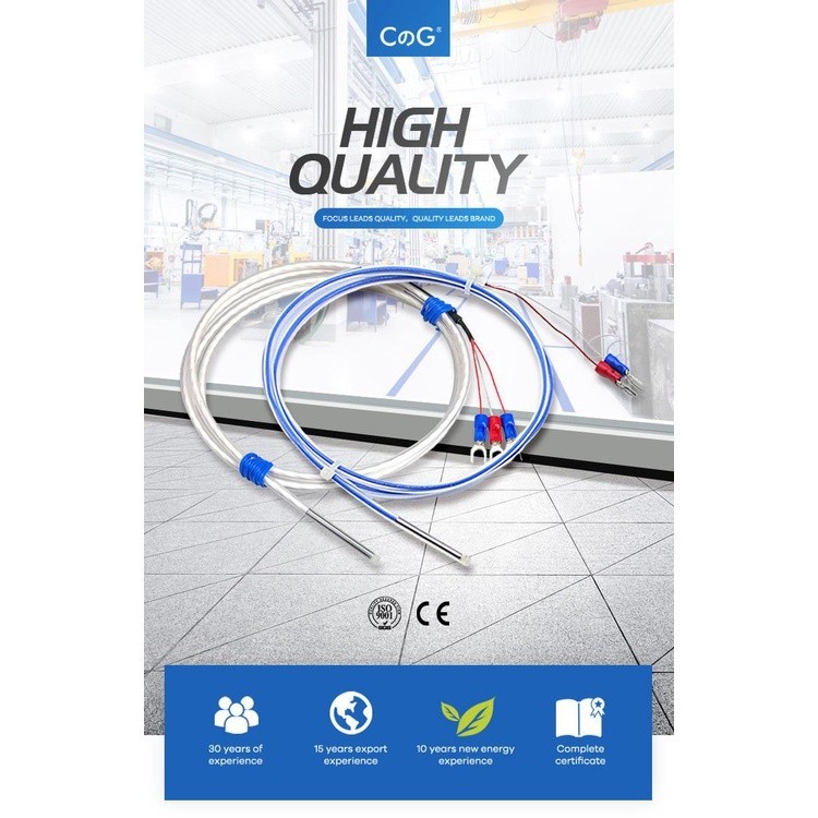 ★CG Teflon PT100 RTD K Type Thermocouple Temperature Sensor 2/3 Wire ...