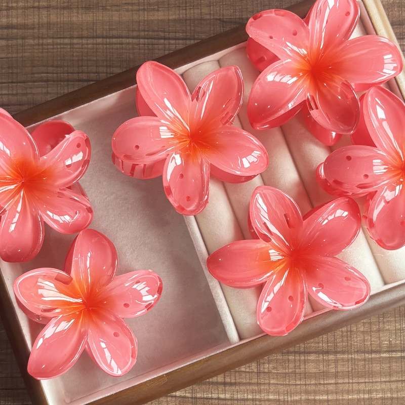 Pink Acrylic Frerian Hairpin Flower Grab Clip Female Back of Head Shark ...