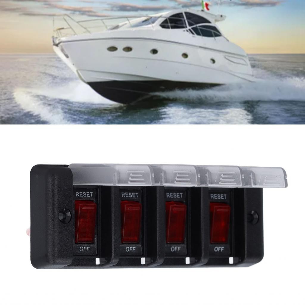 Buybybuy Rocker Arm Switch Panel 4 Red LEDs Boat Waterproof And ...