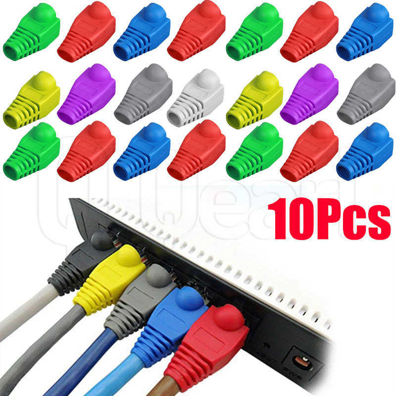 10Pcs RJ45 Ethernet Cable Head Sheath - Crystal Head Claw Protective ...