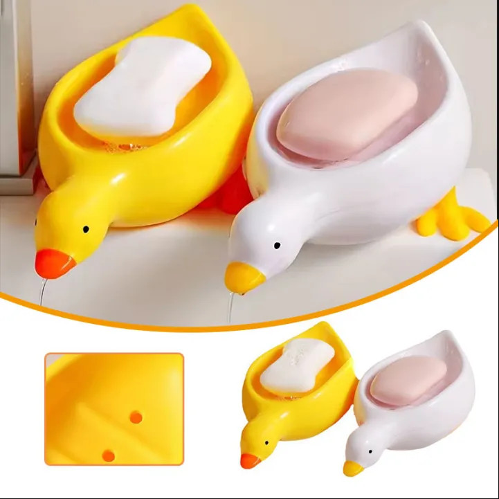 White Goose Shape Soap Box Cartoon Soap Dish Soap Container with Unique ...