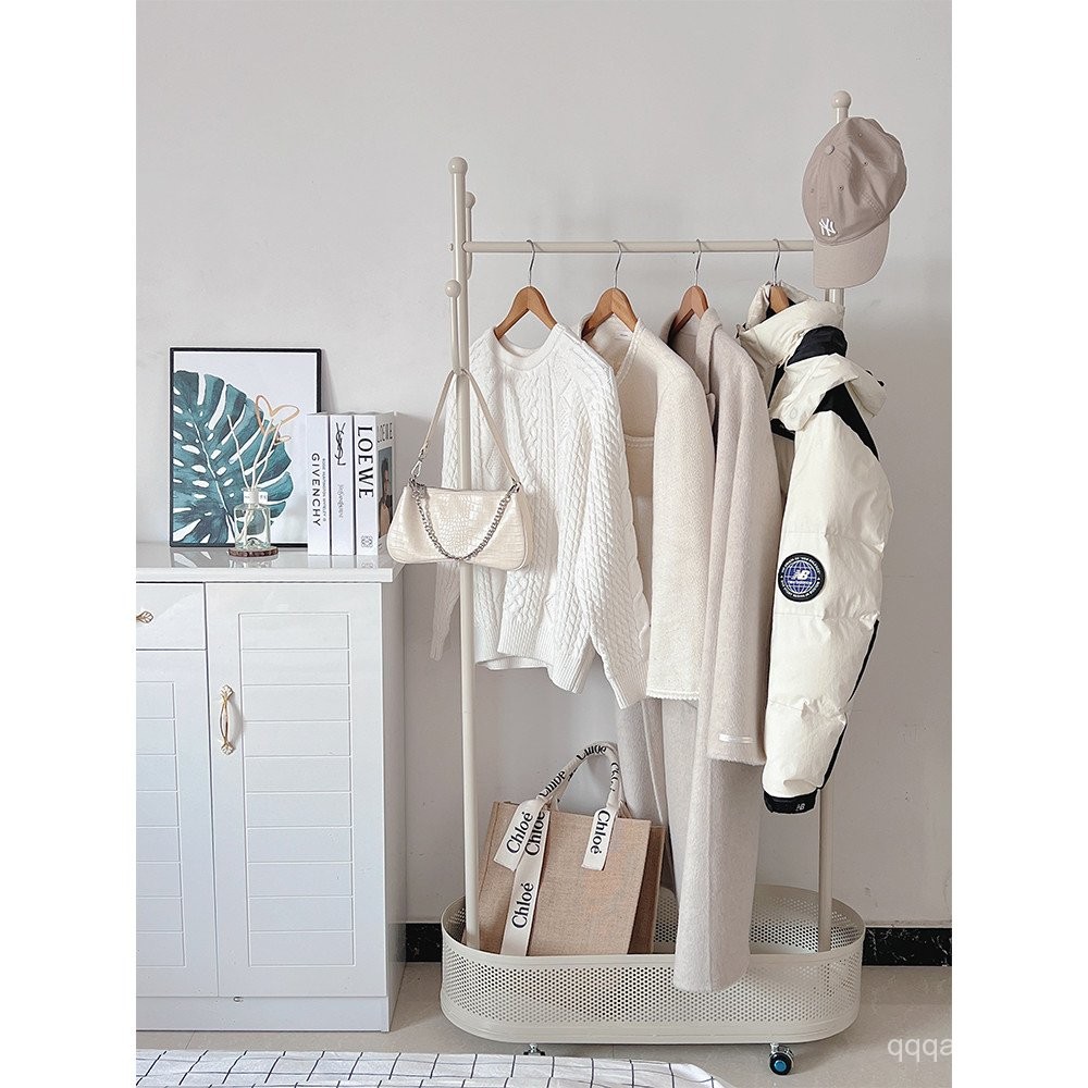 Extra Thick Heavy-Duty Floor Iron Clothes Rack Dirty Laundry Basket ...