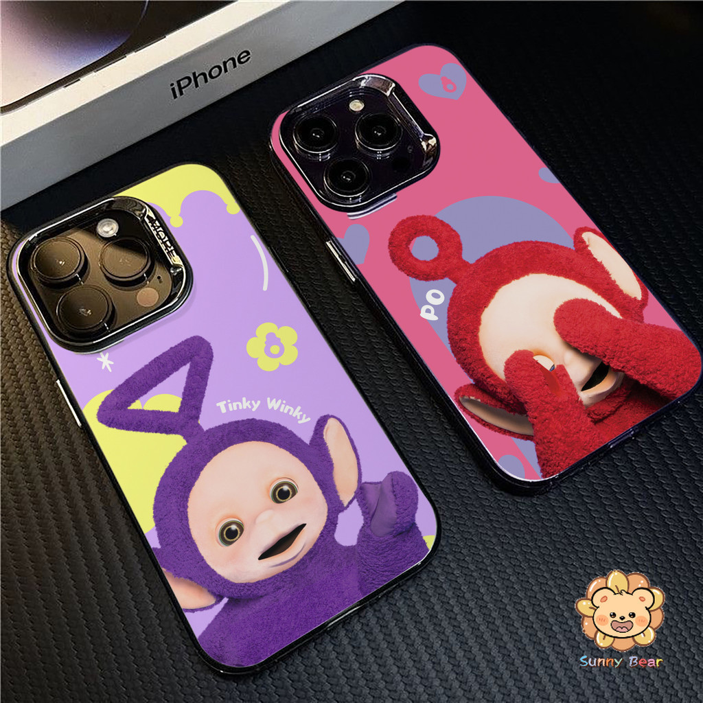 Cute Teletubby Simple Solid Color Frosted Electroplate Lens Protection ...