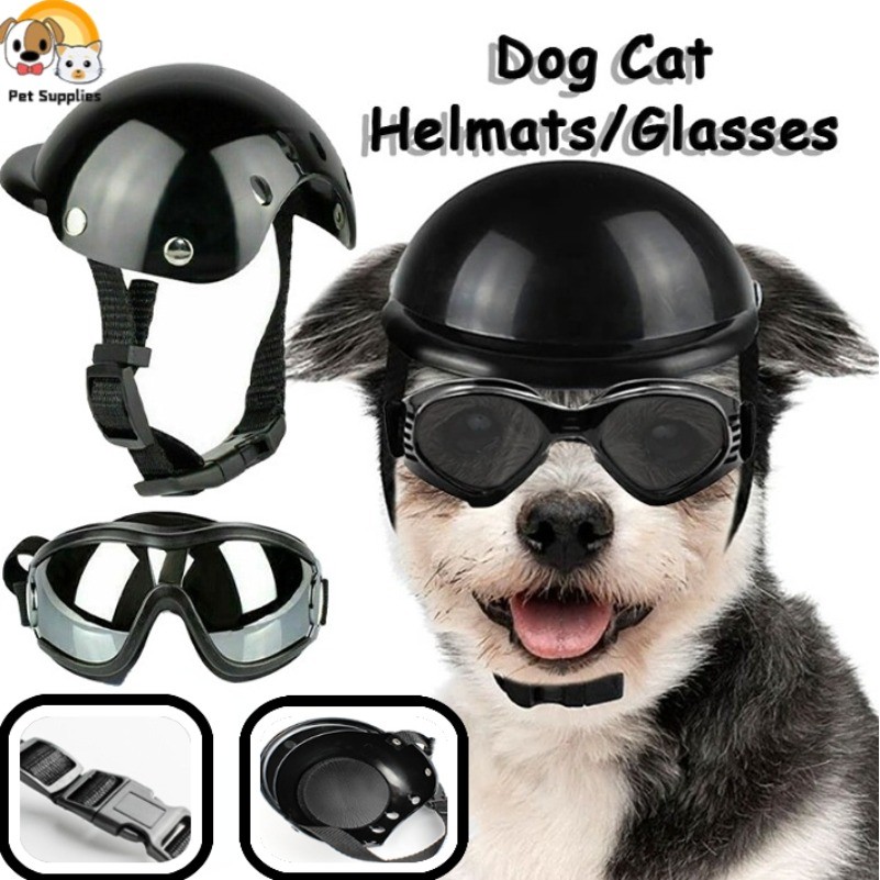 Dog Motorcycle Helmet Goggles Fall Resistant Safety Cat Cap Adjustable ...