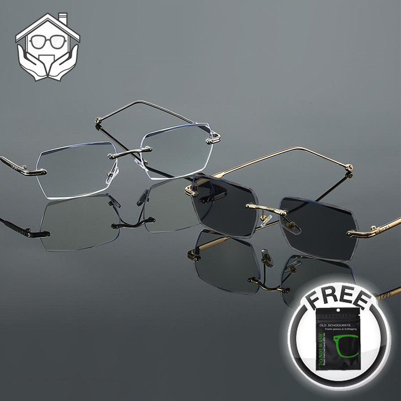Photochromic Anti Radiation Frameless Glasses For Men Women Rimless ...