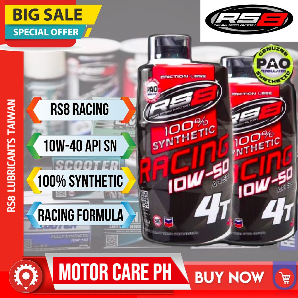 RS8 RACING 10W-50 MA2 Fully Synthetic (100%) 1L | Shopee Philippines