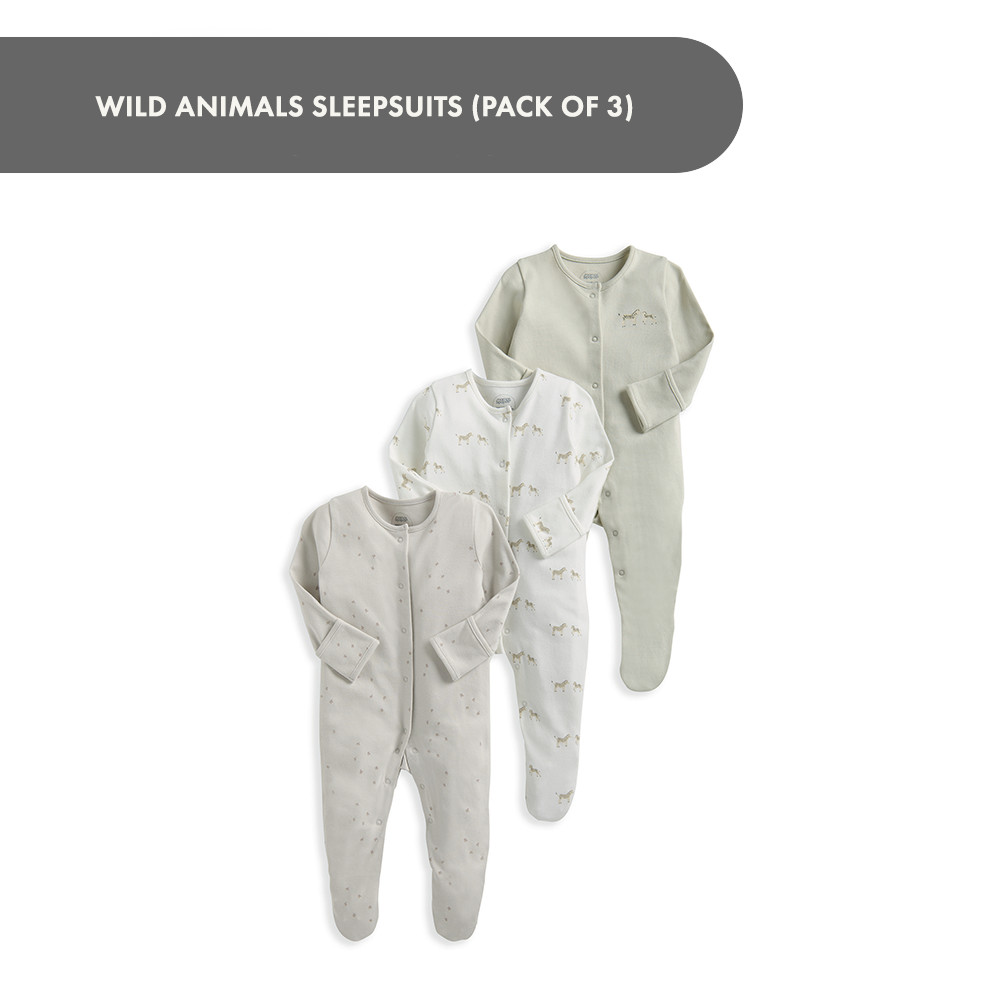 Mamas and Papas Wild Animals Sleepsuits (Pack of 3) | Shopee Philippines
