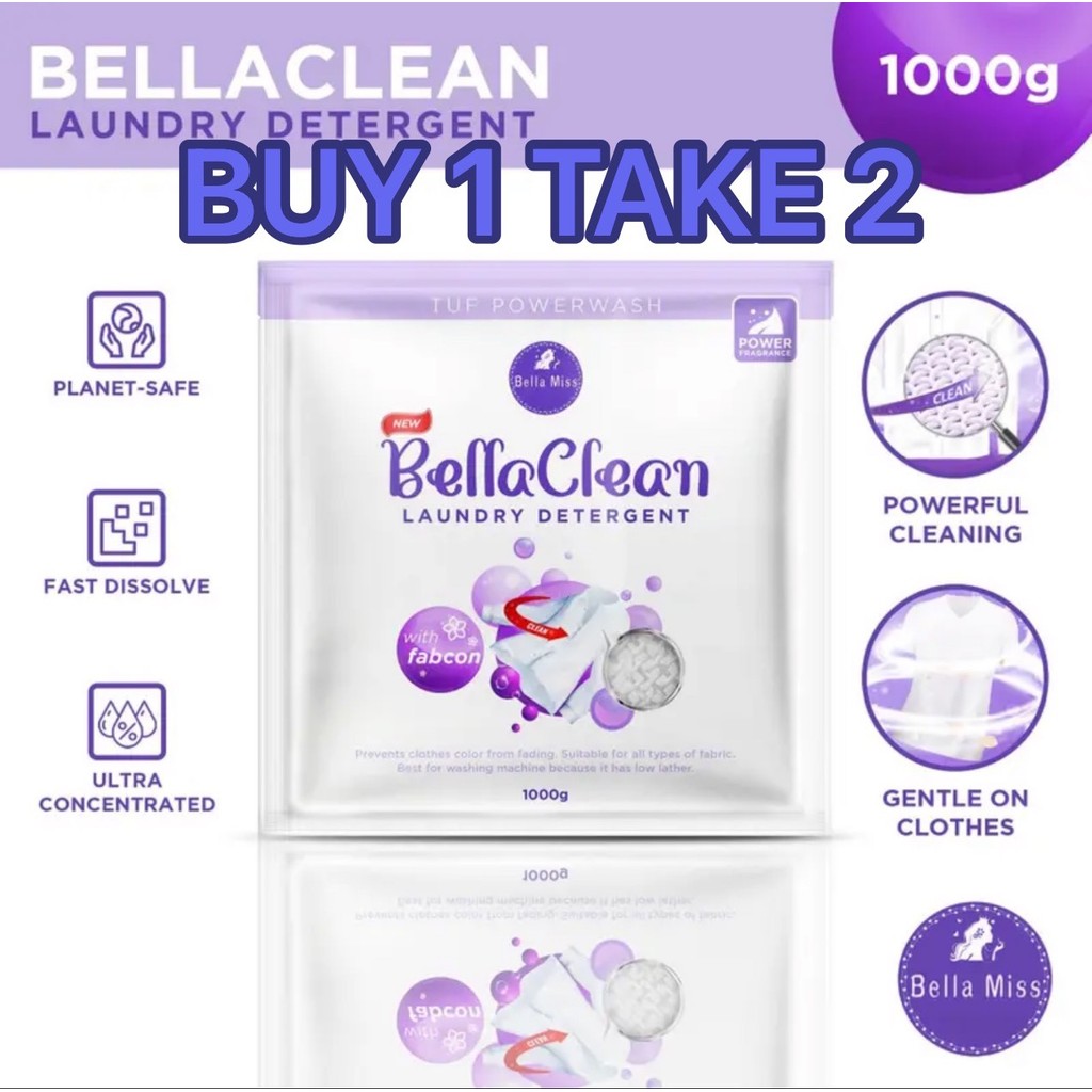 BUY1 TAKE 2 BELLA CLEAN LAUNDRY DETERGENT WITH FABCON 1KG | Shopee ...