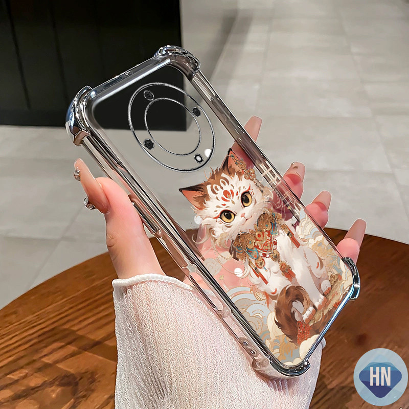 Case For Honor X9A X9B PHONE CASE Lucky Cat transparent four corner ...