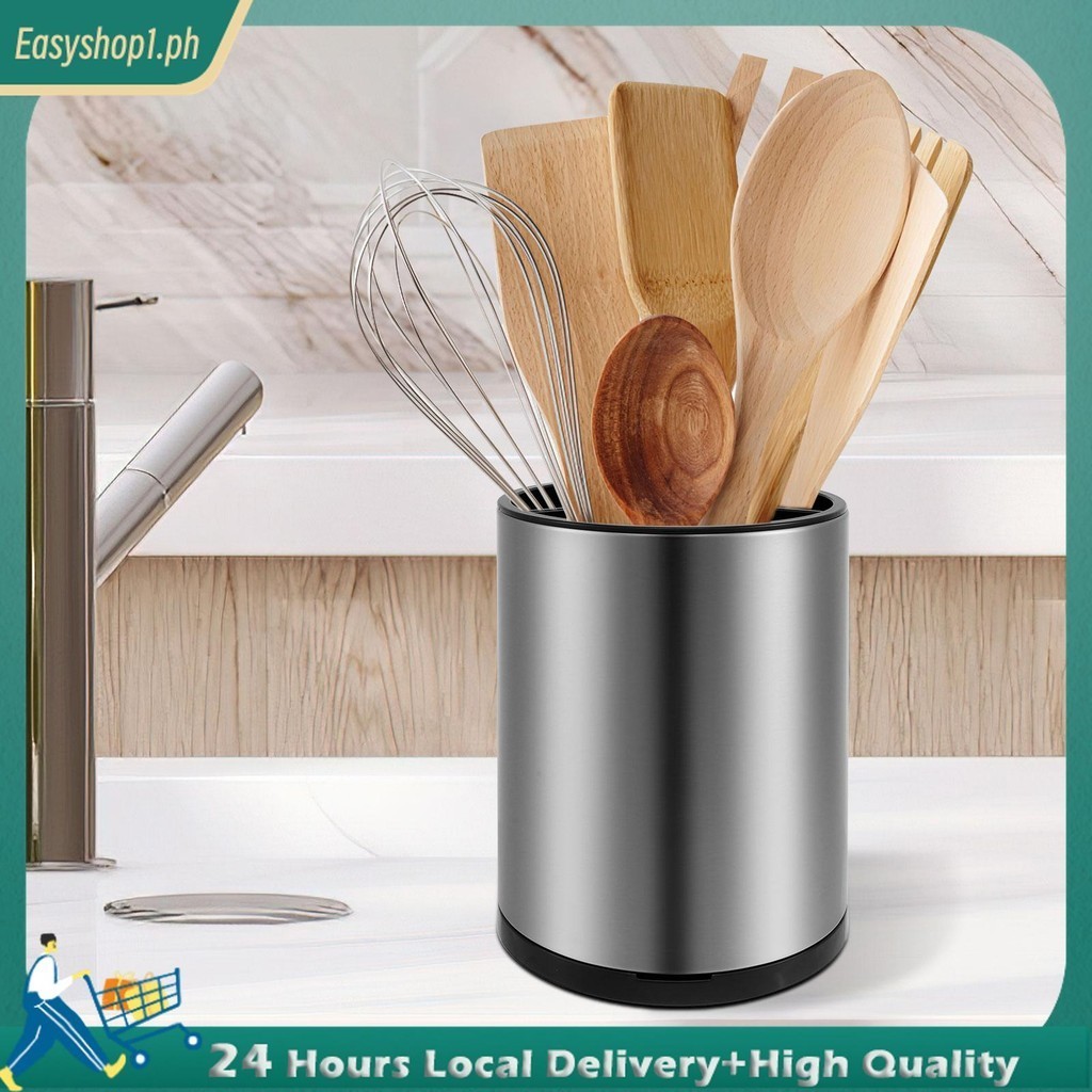 Chopsticks Holder 360° Rotating Utensil Container with Draining Holes ...