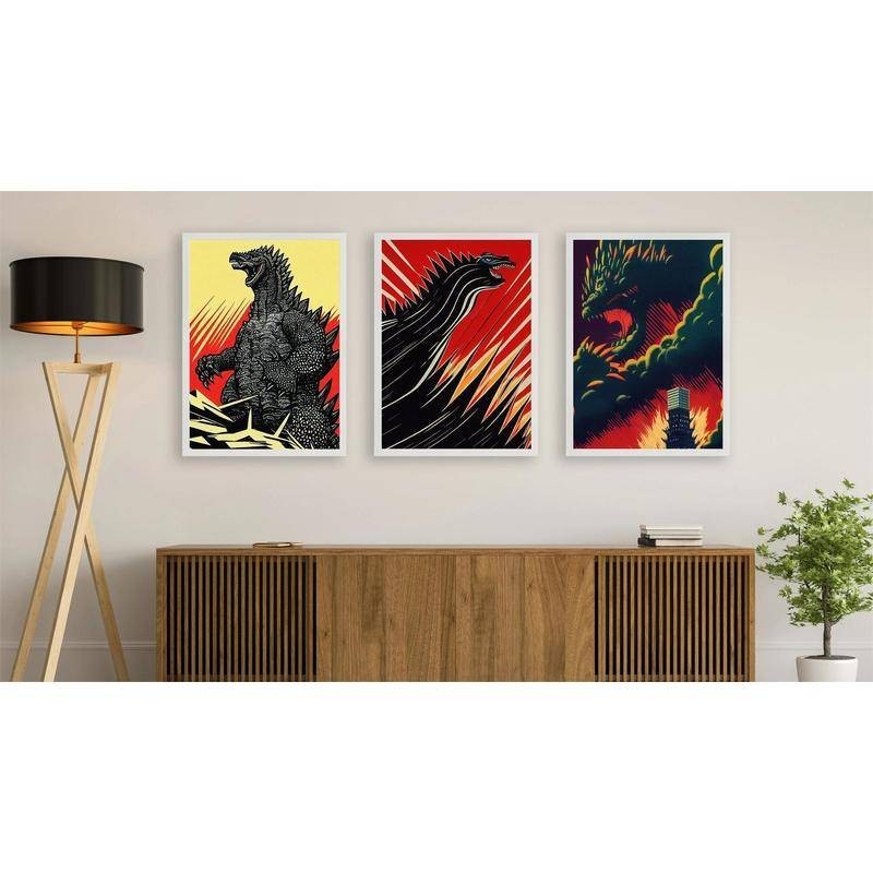 Godzilla Inspired Canvas Prints Posters | Mid Century Modern Abstract ...