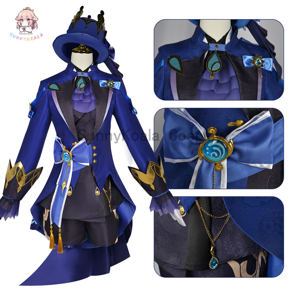 Genshin Impact Focalors Cosplay Furina Full Set Costume Fontaine Black ...