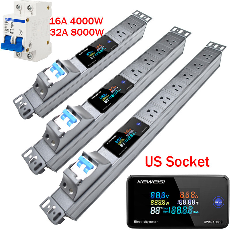 Power distribution unit (PDU),intelligent digital display,16A/32A air switch,2-12Ways US socket ...