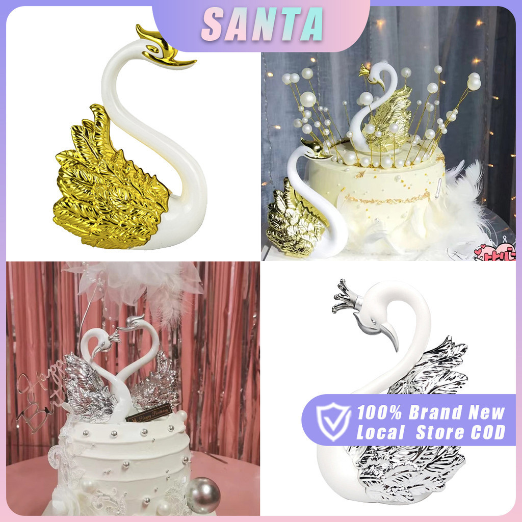 Swan Cake Topper Romantic Crown Swan Cake Dessert Baking Decorations ...
