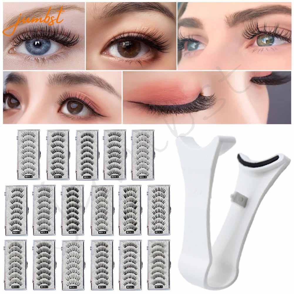 Reusable Magnetic False Eyelash Kit With Tweezer 3D Curly Thick False ...