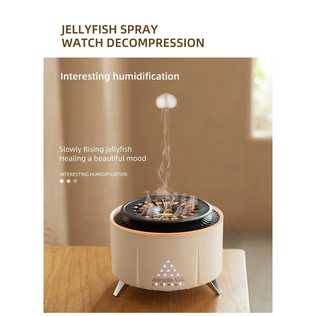 Flame Air Humidifier Jellyfish Electric Aroma Diffuser Lava Volcano ...