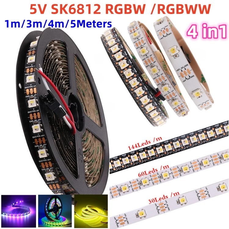 DC5V SK6812 RGBW/RGBWW Led Strip 4 in1 WS2812B IC 30/60/144Leds/m ...
