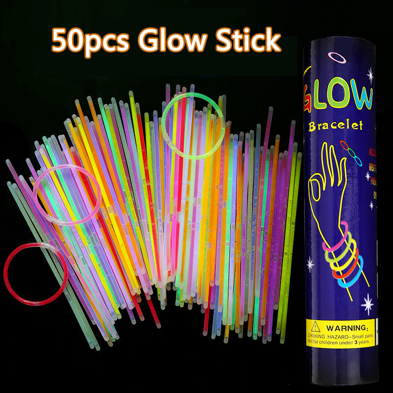 50 PCS Glow Stick Bracelet for Glow in The Dark Fun Light Party ...