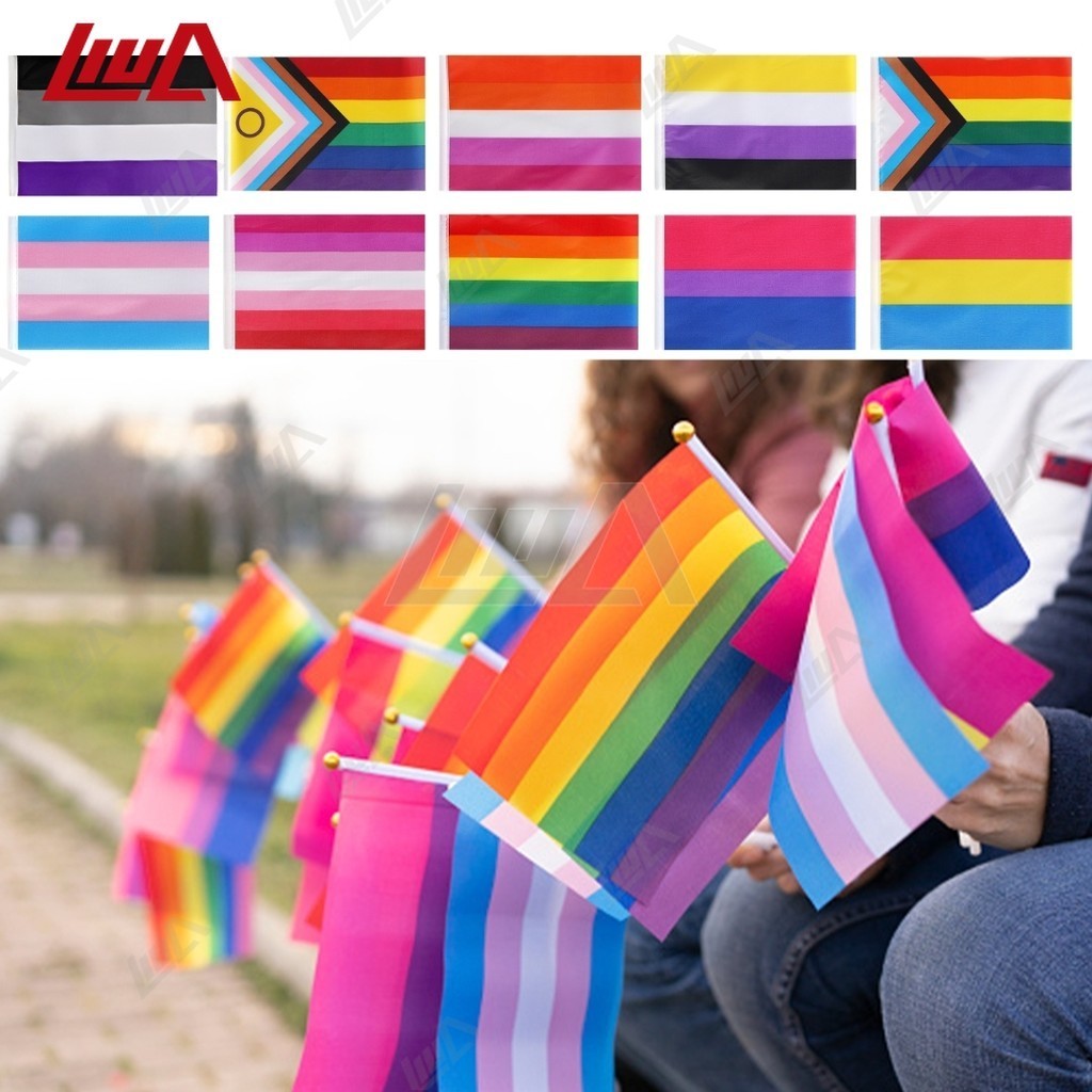 14*21cm Lgbt Flag Bisexual Flag Hand Waving Rainbow Flag pride month ...