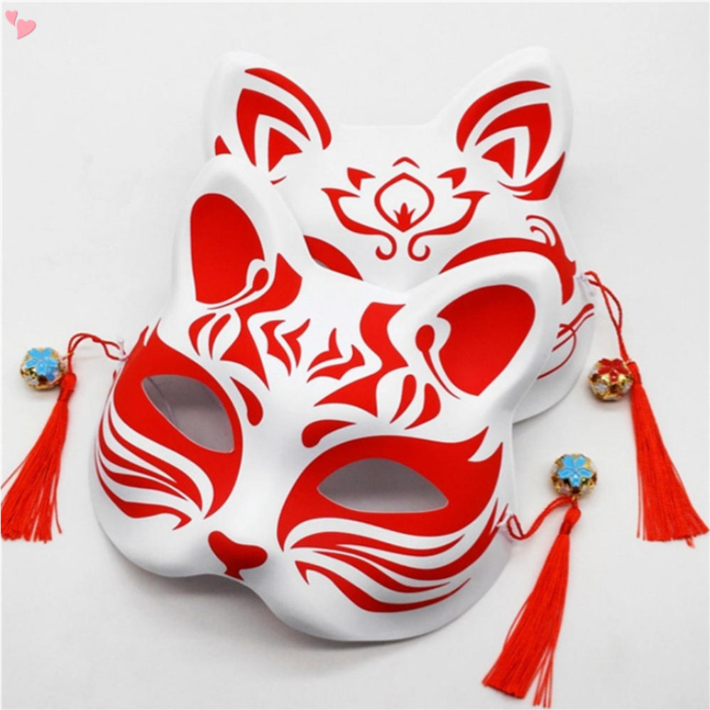Japanese Kitsune Inu Boku Fox Cat Cute Cosplay Half Face Mask ...