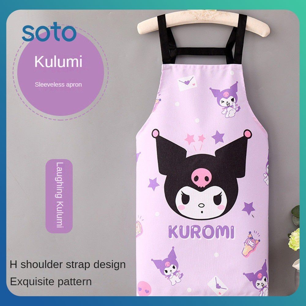 Sanrio Kuromi Cartoon Apron Oil-proof Waterproof Wipe Hand Sleeveless ...