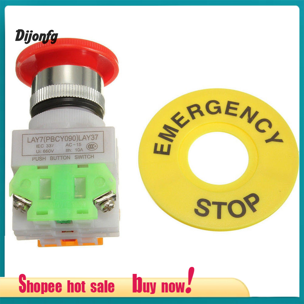 Dj Self Lock E-stop Switch with Warning Cap Equipment Emergency Stop ...