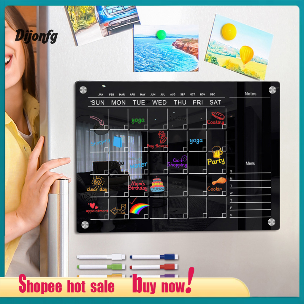 Dj Weekly Planner Black Magnetic Whiteboard Grocery List Black Calendar ...