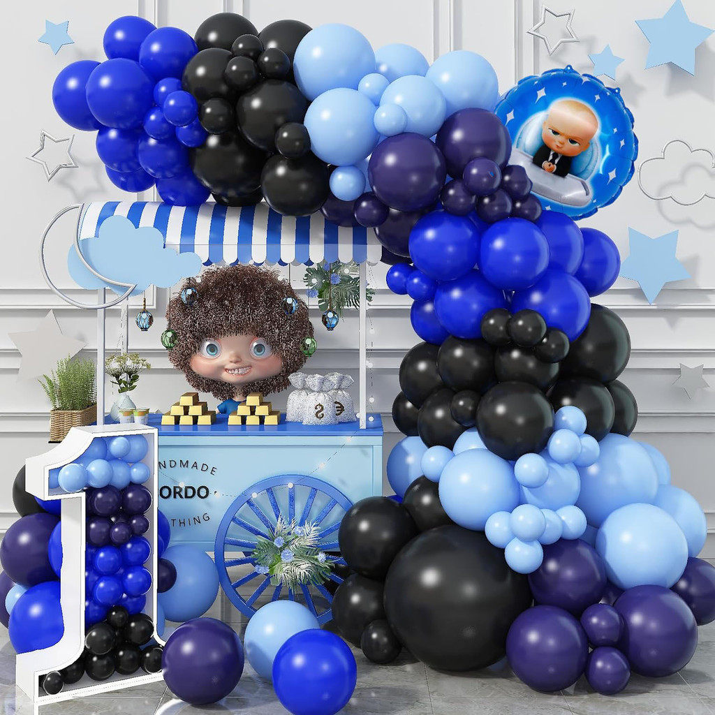 108pcs Baby Boss Theme Navy Blue Black Balloon Garland Arch Kit with ...