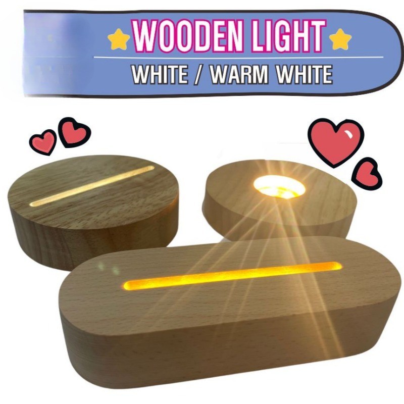 LED Lights Display Base Wooden Lighted Base Stand Long Oval Slot Lamp ...