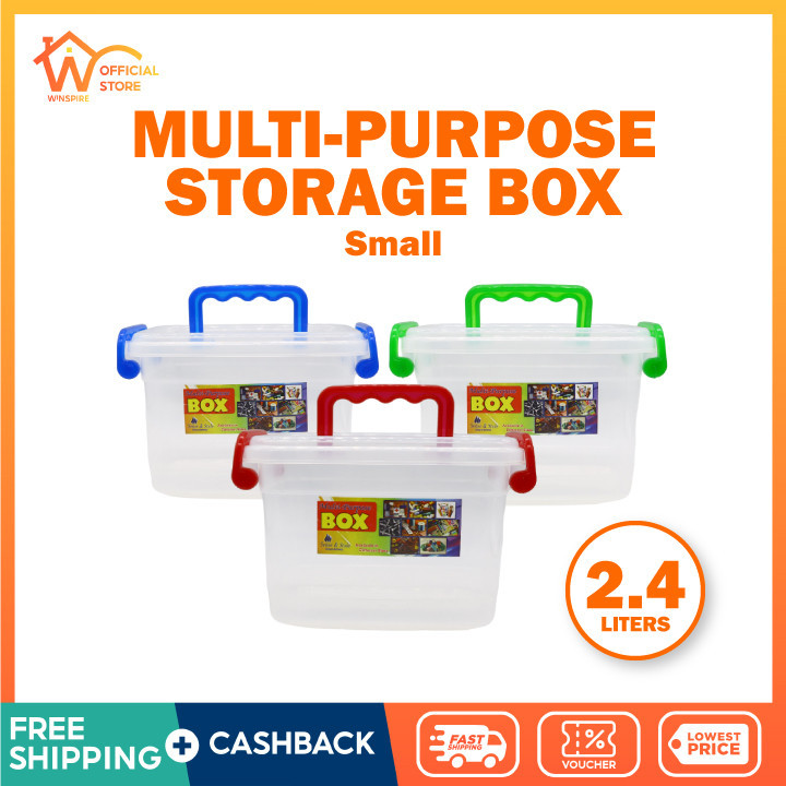 Winspire Plastic Small 2.4L Multi-Purpose Storage Box with Handle ...