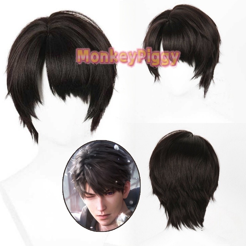 Anime LOVE AND DEEPSPACE Cosplay Wig CALEB Blackish Brown Short Hair ...