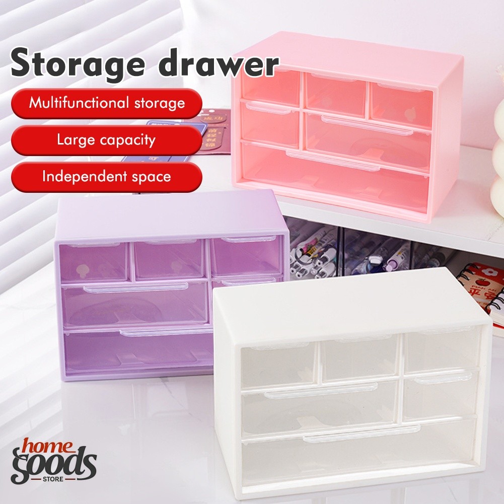 HGS Desktop Organizer With 6 Drawers Mini Desk Drawer Makeup Art Nail ...