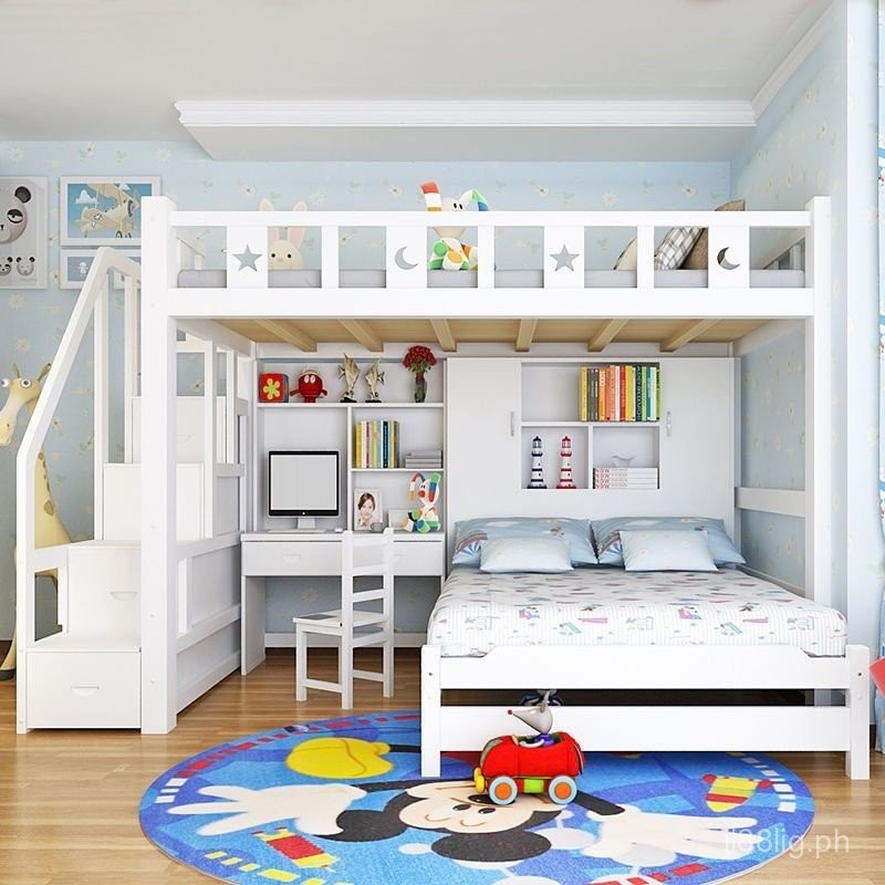 Cross Upper and Lower Bed Solid Wood Small Apartment Bunk Bed Staggered ...