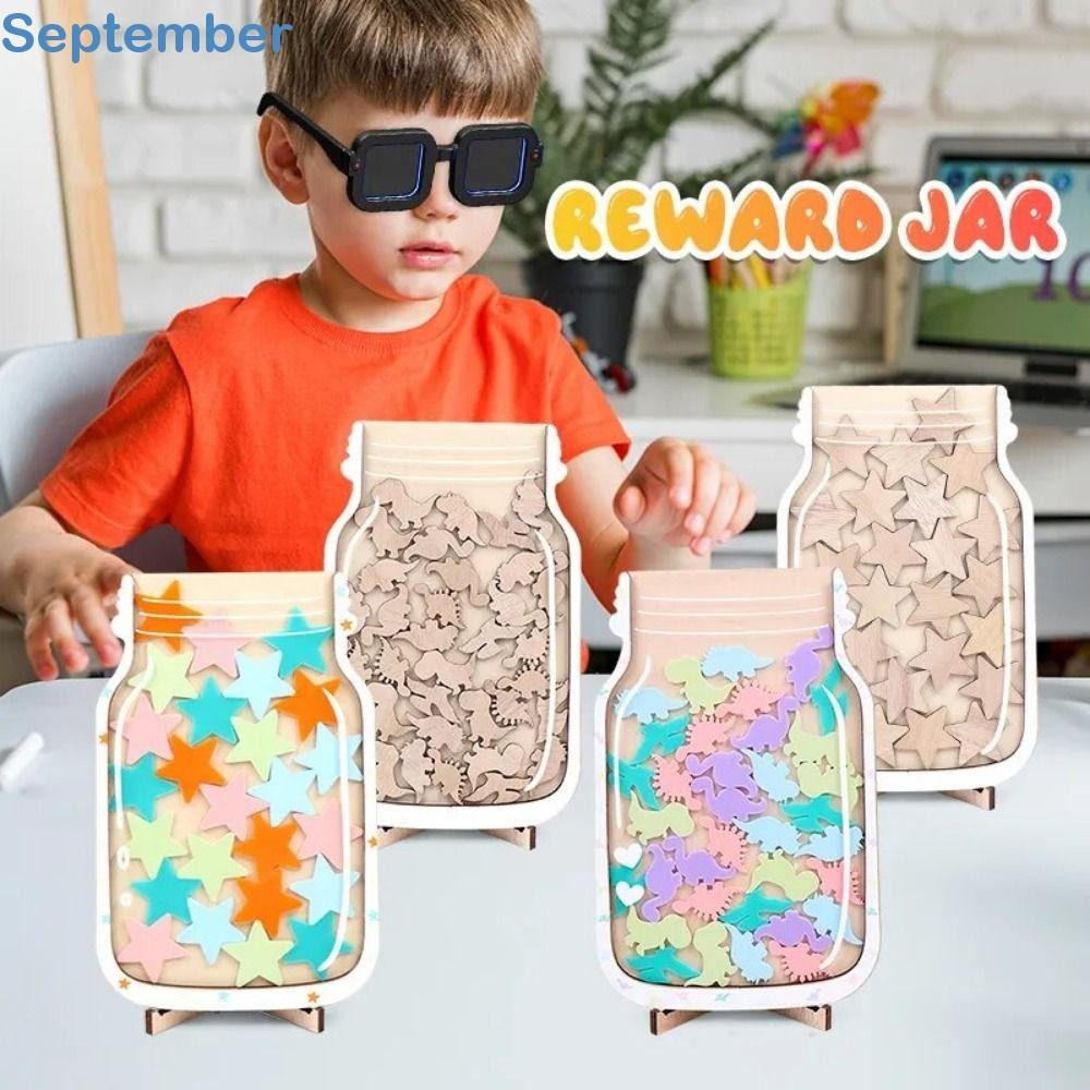 SEPTEMBER Positive Behavior Rewards Jar, Wooden Cartoon Kids Star ...