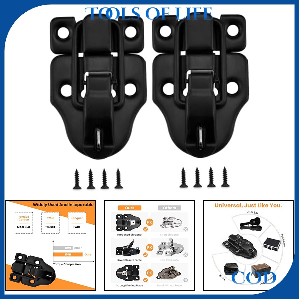 FSFO_2 Pack Black Classic Duckbill Tool Box Locks with Hardened Screws ...