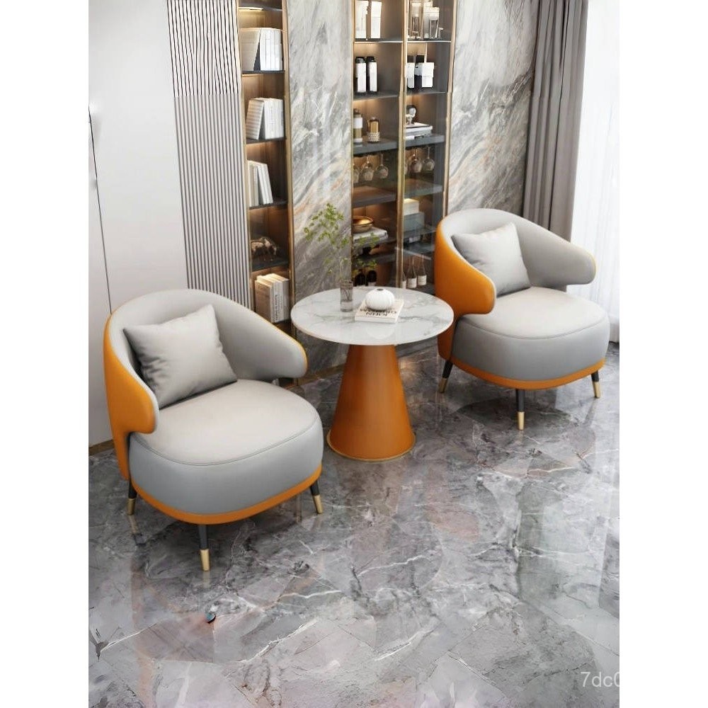 Leather Art Leisure Single Small Sofa Rest Area Reception Shop Hotel ...