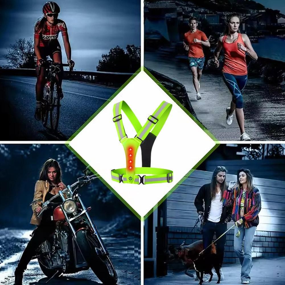 Led Reflective Running Vest High Visibility Warning Safety Gear Lights ...