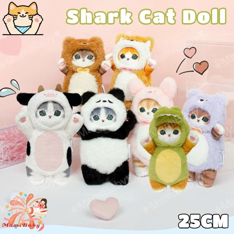 【COD】25cm Shark Cat Plush Doll Cartoon Animal Cat Plushie Pillow Kawaii ...