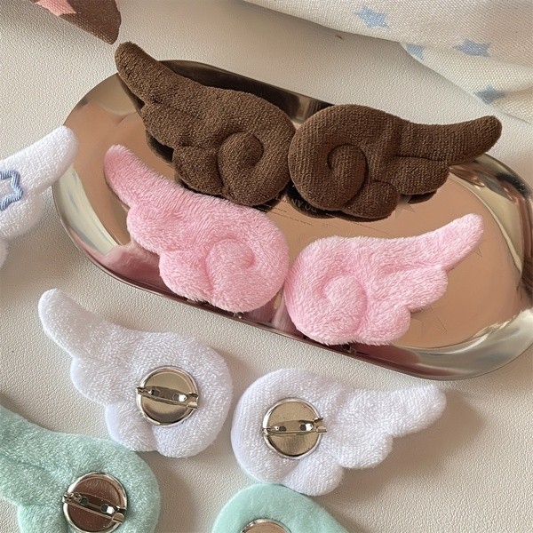 Steve 1 Pair Of Plush Angel Wings Brooch Bag Decoration Badge | Shopee ...