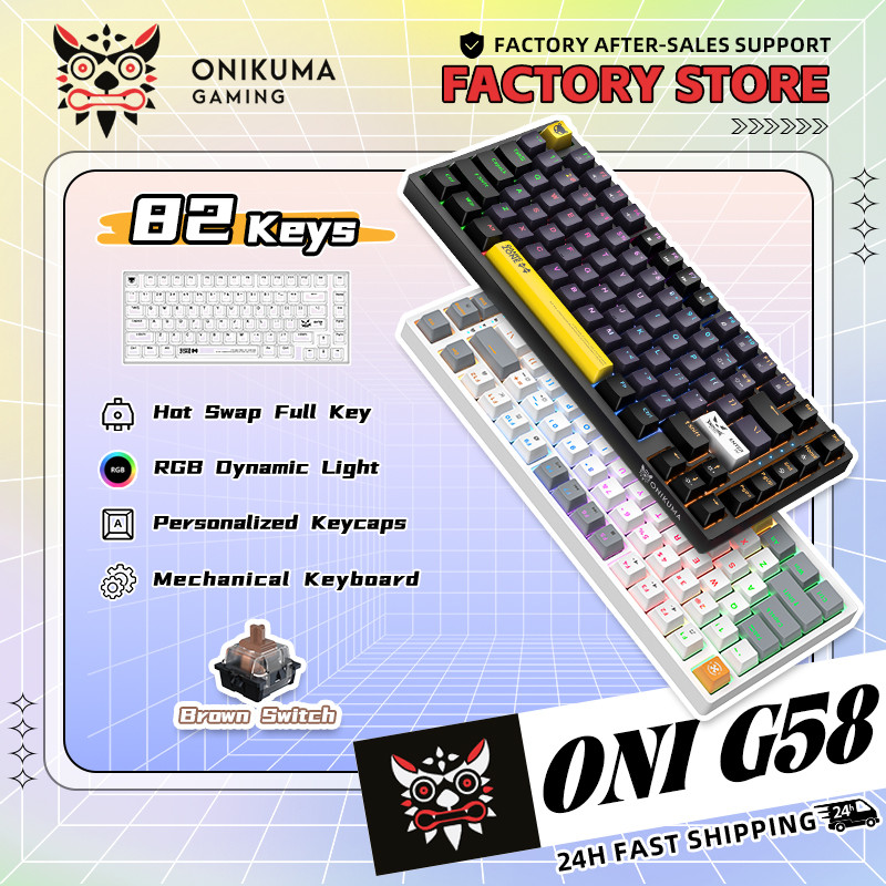ONIKUMA G58 Gaming Keyboard Wired 82Keys Brown Switch Mechanical ...