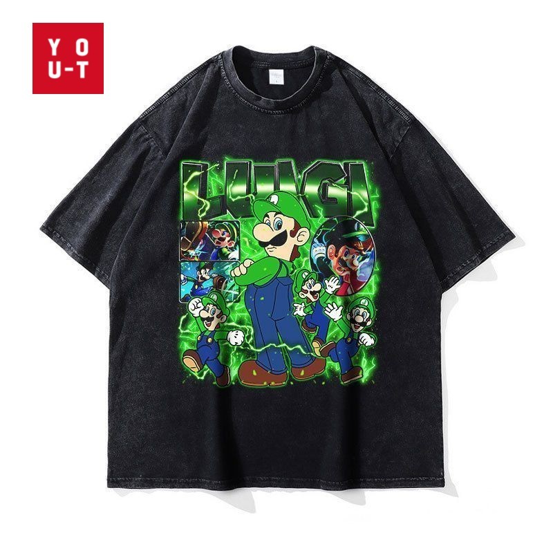 Y-T ️T-Shirt Over Size Washed T-Shirt High Quality "Super Mario ...