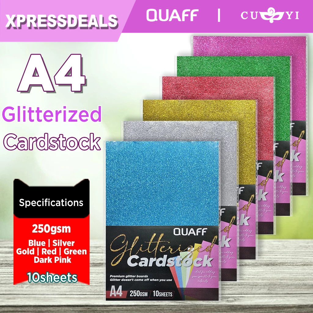 QUAFF Glitter Board Paper Pantone Cardstock Assorted Colors A4 Size 250 ...