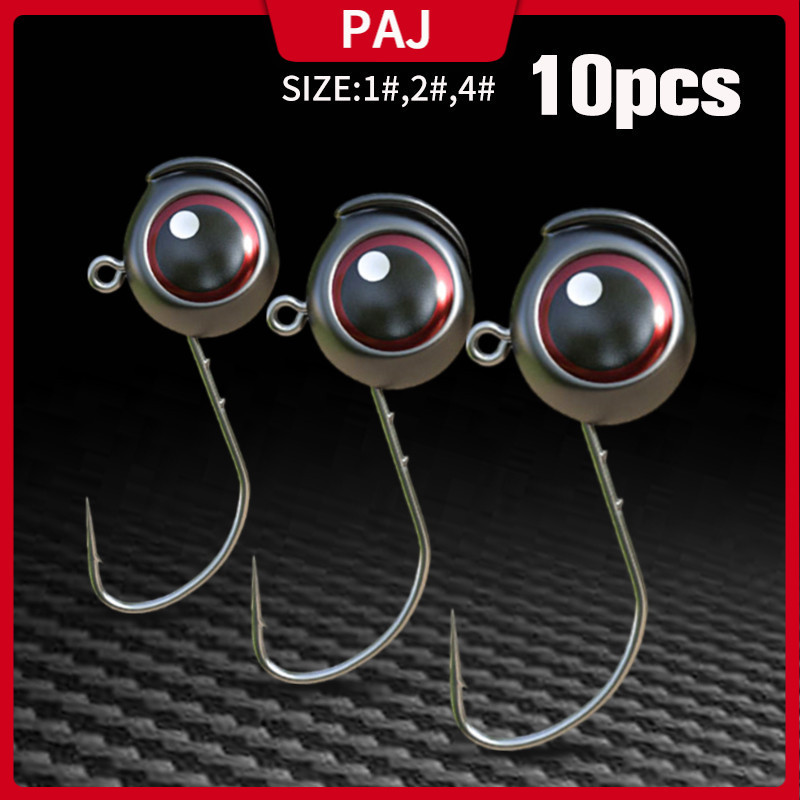 10 Pcs Big Eyes Jig Head Fishing Hooks 2.5g 3.5g 5g Fish Head Fishhook ...