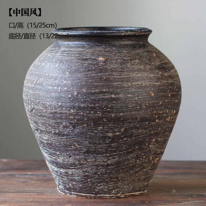 Chinese Handmade Retro Clay Pottery Pot Vase Zen Ceramic Clay Antique ...