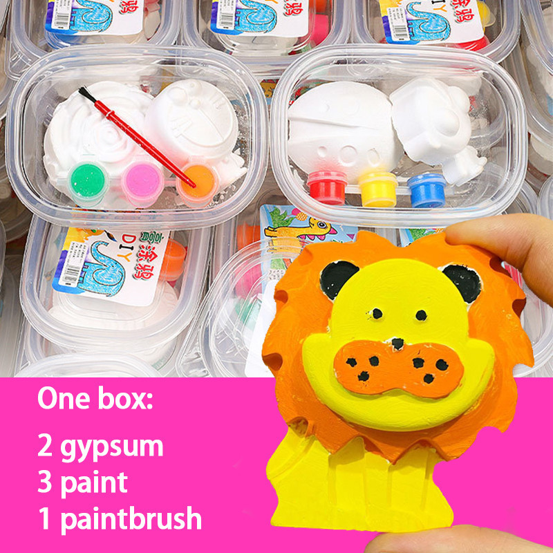 Cartoon coloring plaster doll kid's painting handmade diy educational ...