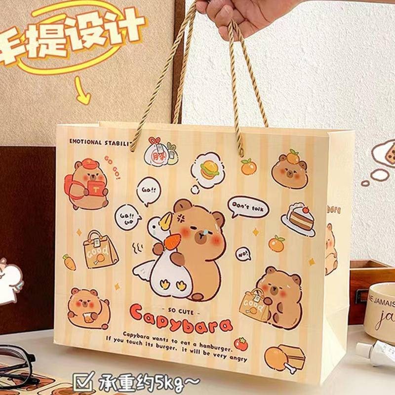 1PCS Capybara Cartoon Paper Bags Hand-held Paper Bags Rectangular Gift ...