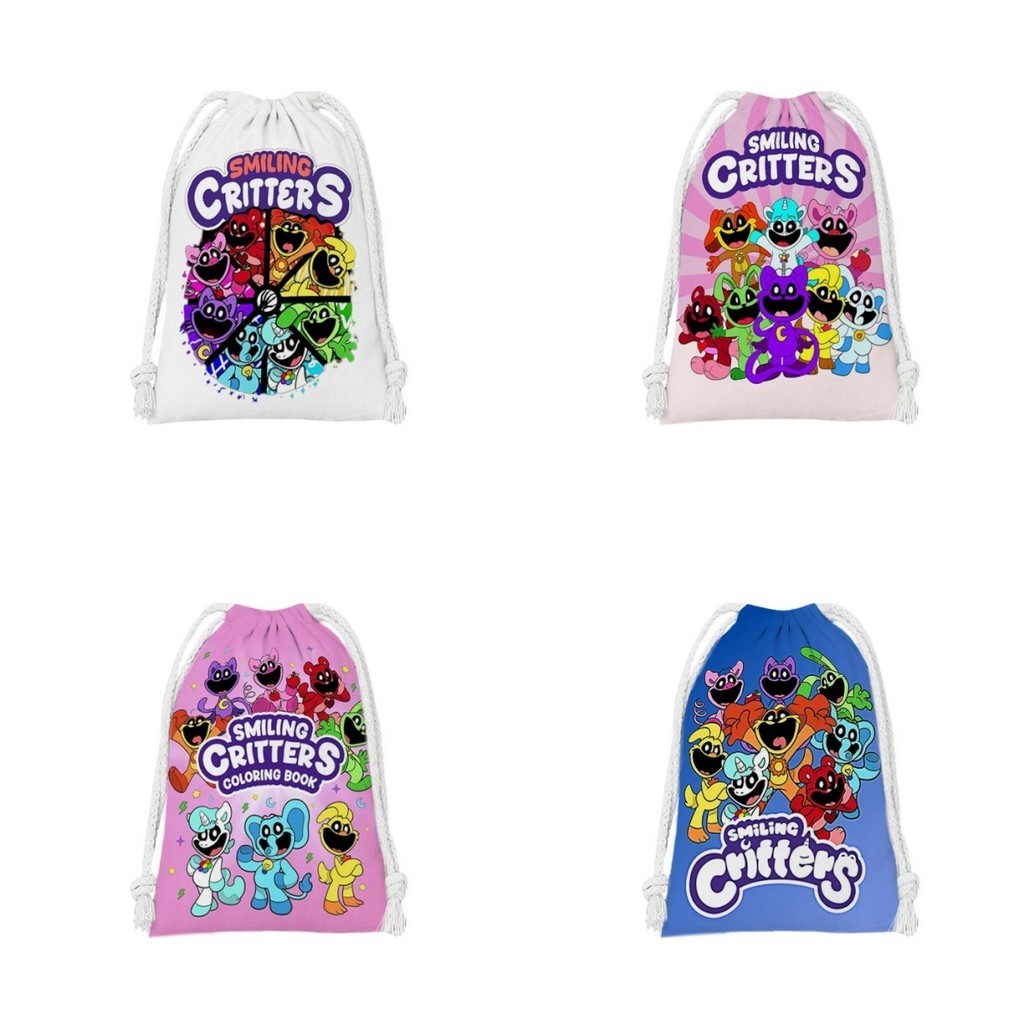Smiling Critters Bundle Pocket Drawstring Bag High-Capacity Storage Bag ...