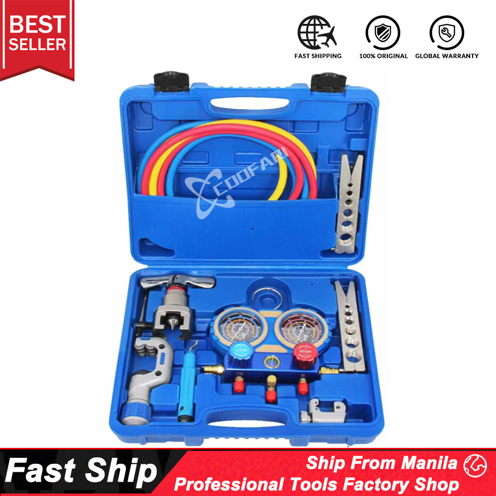 Refrigeration Tools Set With R410A R134A R22 Manifold Gauge and Flaring ...